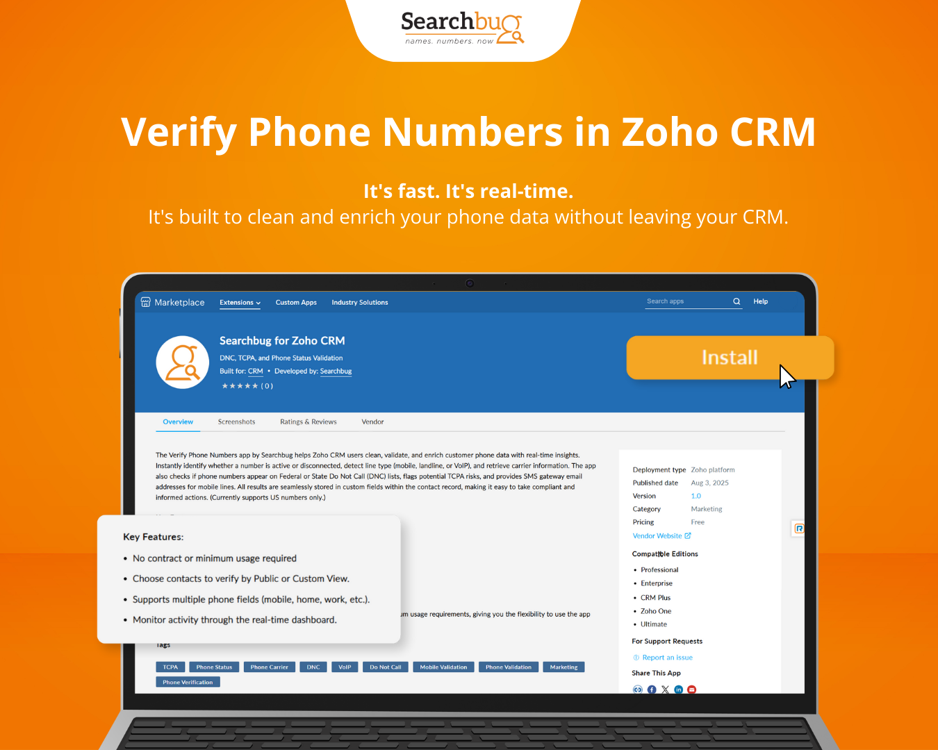 Zoho CRM Widget to Verify and Append Phone Numbers