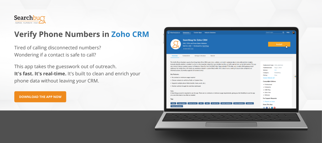 Zoho CRM Widget to Verify and Append Phone Numbers
